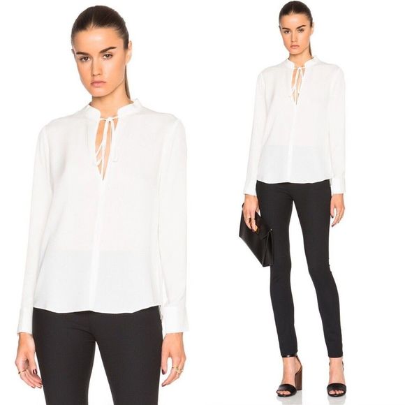 A.L.C. | Tops | Alc Danielle Silk Blouse Top 8 95 Eggshell White Tie ...